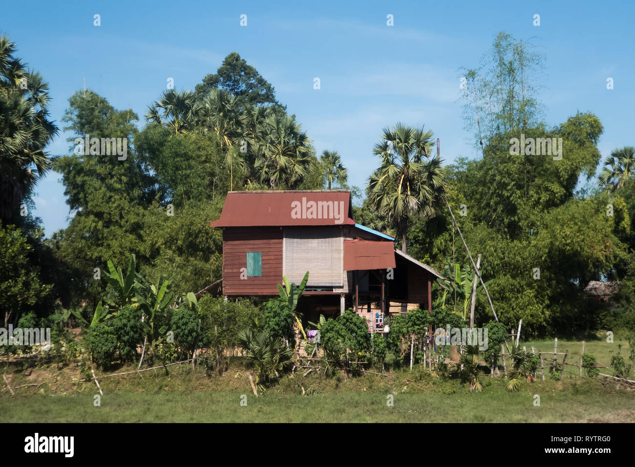 Rural stilt-house, Somroang Yea; Puok District, Siem Reap, Cambodia ...