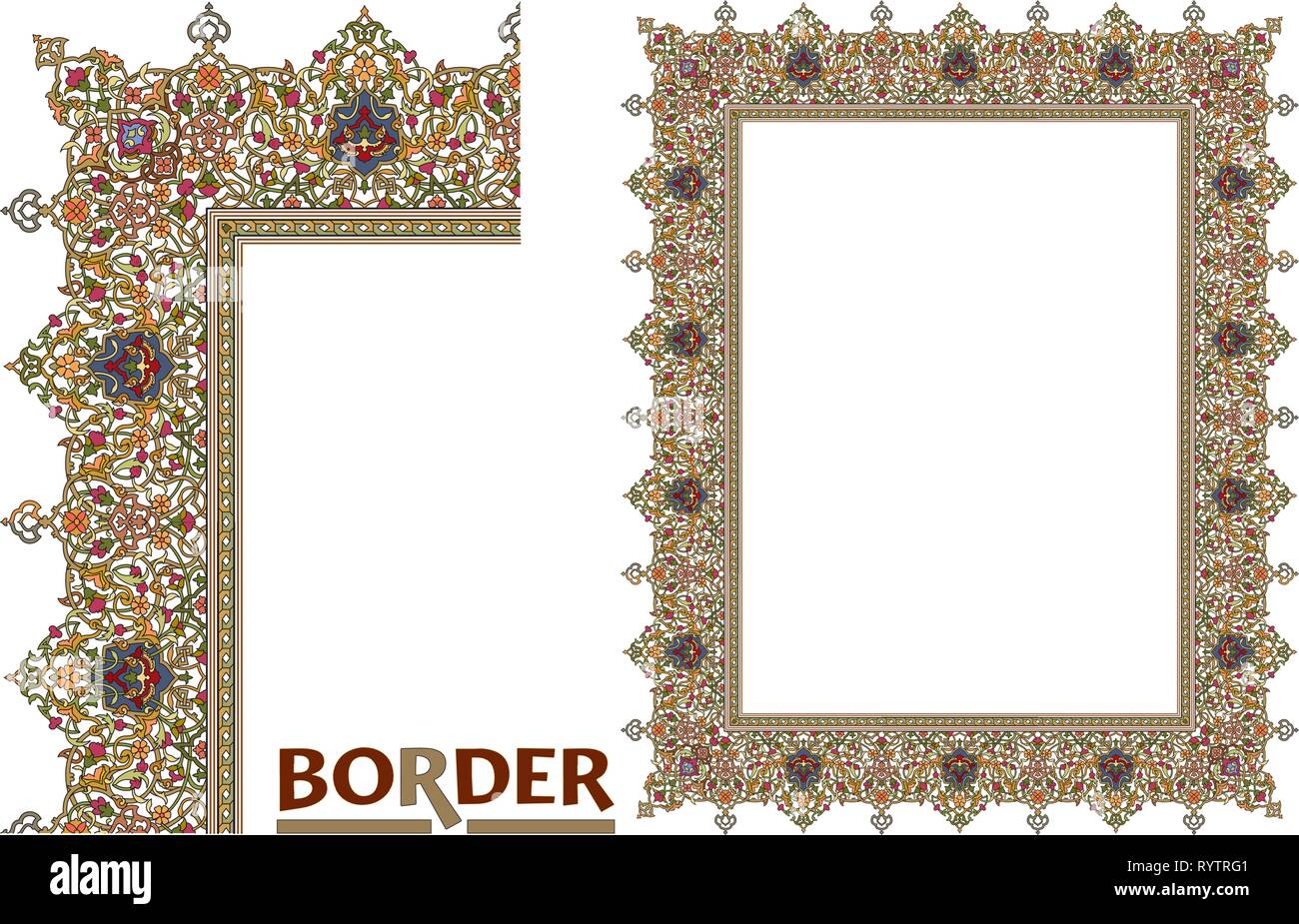 arabesque Borders - Tiled frame in plant leaves and flowers Framework ...