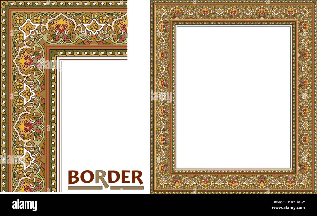 arabesque Borders - Tiled frame in plant leaves and flowers Framework ...