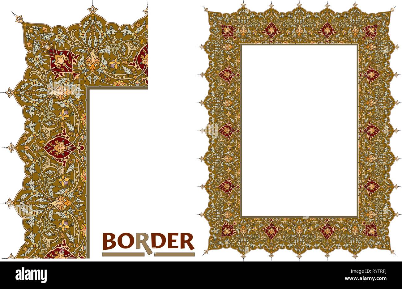 arabesque Borders - Tiled frame in plant leaves and flowers Framework ...