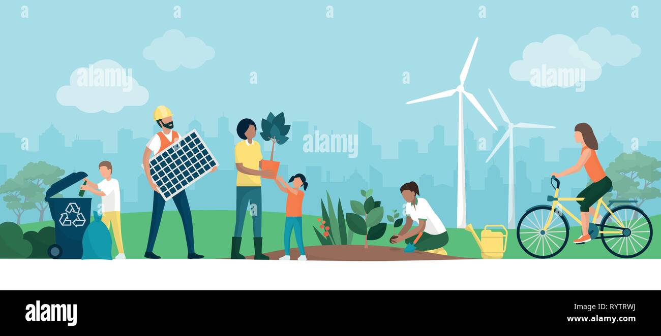 Multiethnic group choosing a sustainable eco-friendly lifestyle: people ...