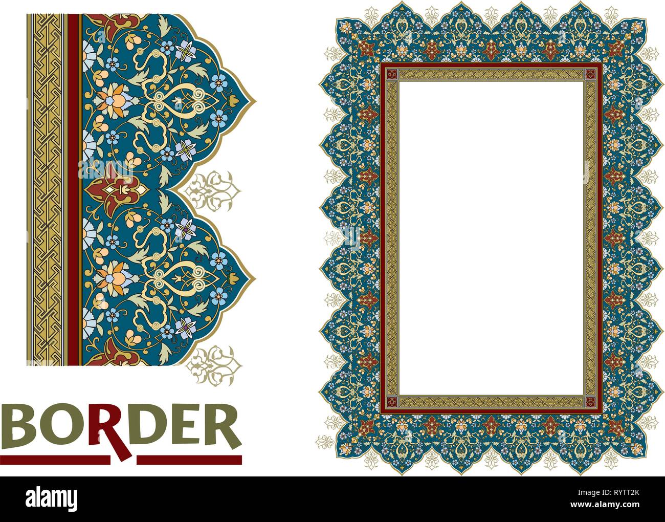arabesque Borders - Tiled frame in plant leaves and flowers Framework ...