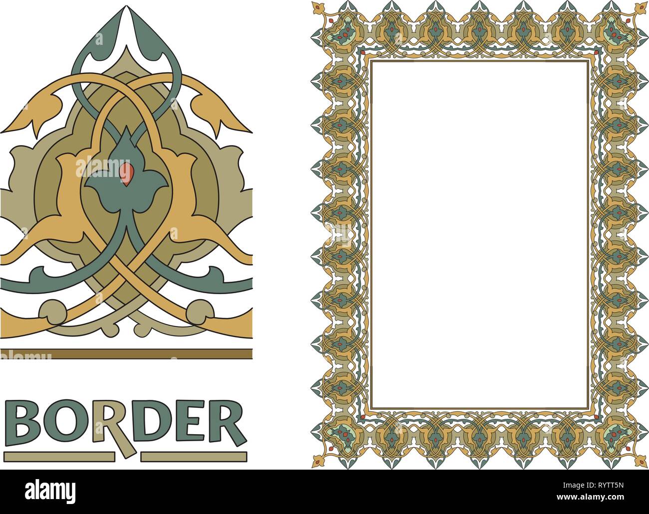arabesque Borders - Tiled frame in plant leaves and flowers Framework ...