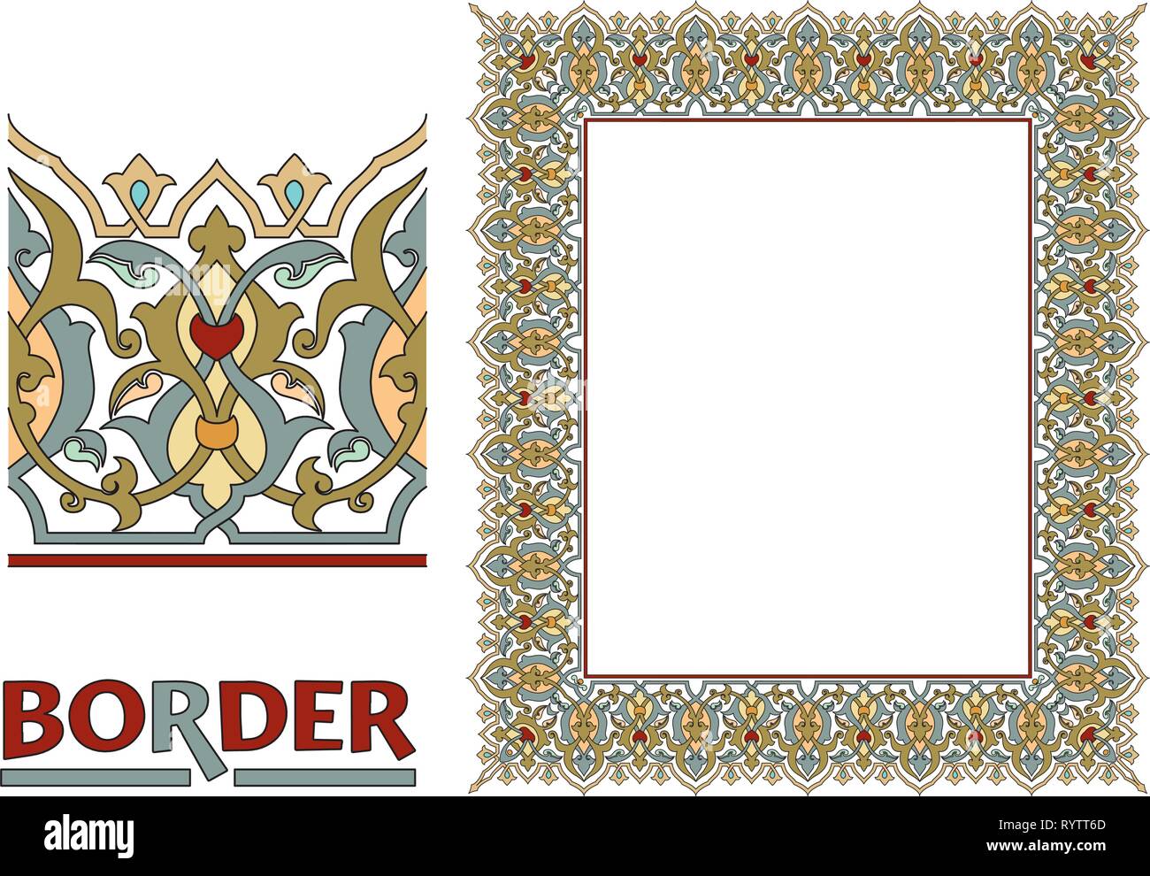 arabesque Borders - Tiled frame in plant leaves and flowers Framework ...