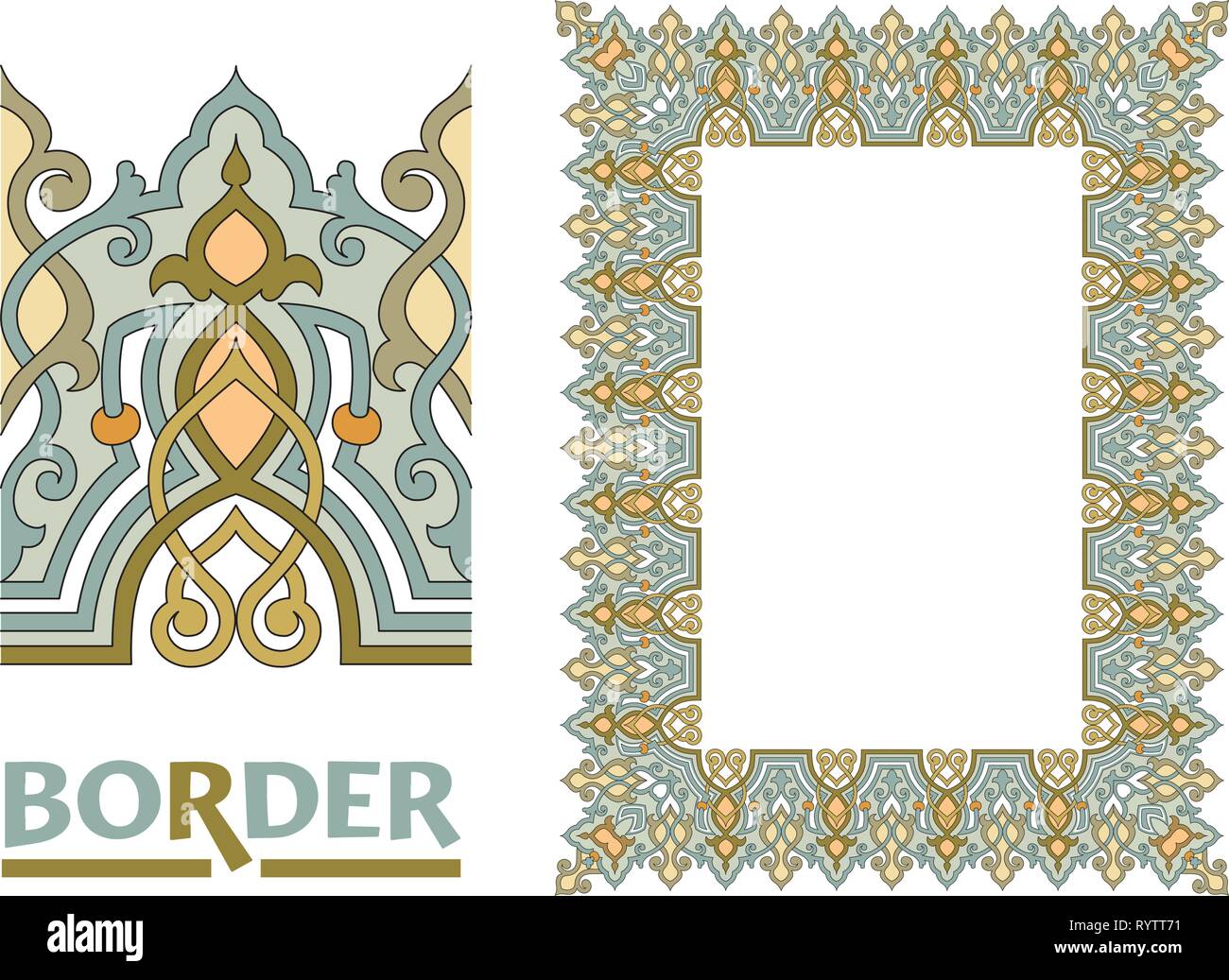 arabesque Borders - Tiled frame in plant leaves and flowers Framework ...