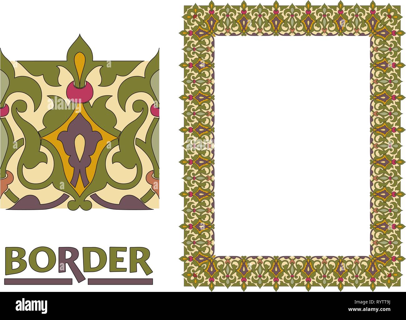arabesque Borders - Tiled frame in plant leaves and flowers Framework ...