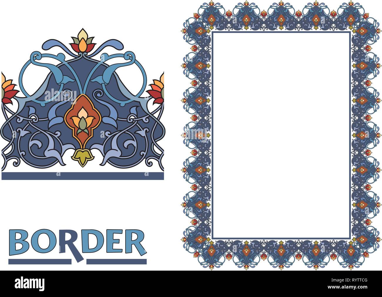 arabesque Borders - Tiled frame in plant leaves and flowers Framework ...