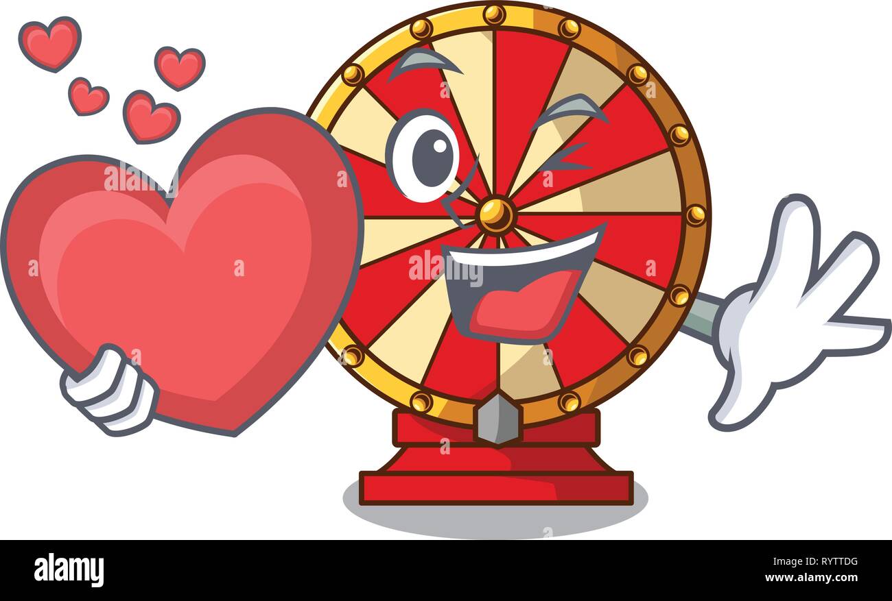 With heart spinning wheel beside wooden cartoon table Stock Vector ...