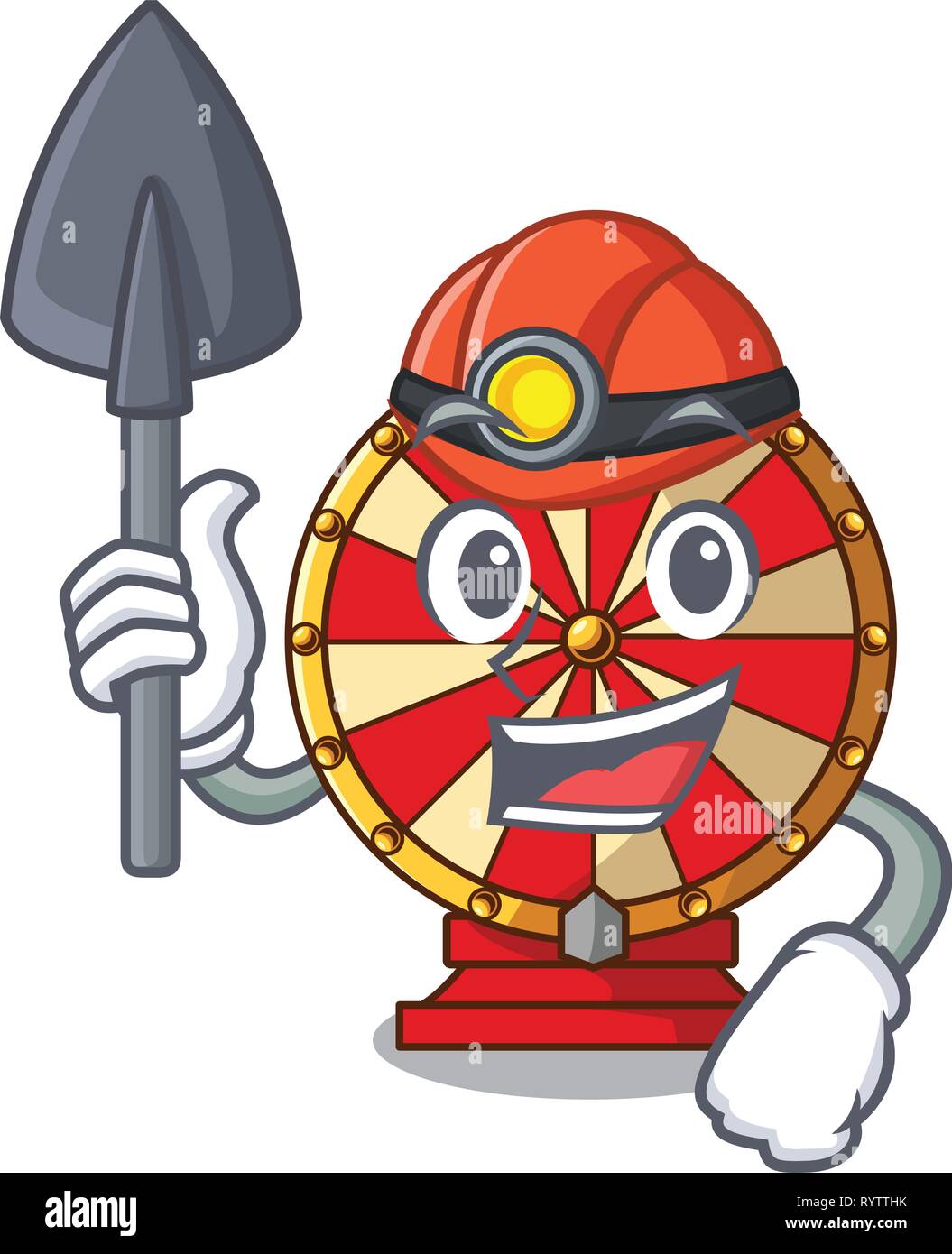 Miner spinning wheel beside wooden cartoon table Stock Vector Image ...