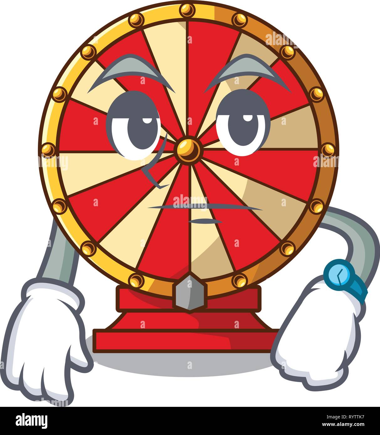 Waiting spinning wheel attached the cartoon wall Stock Vector Image ...