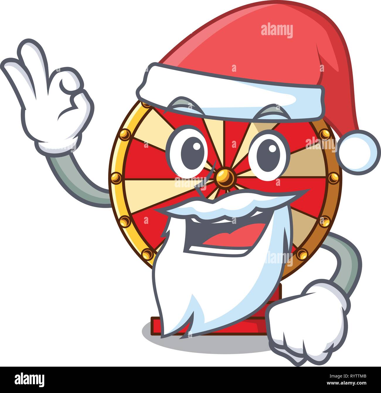 Santa spinning wheel attached the cartoon wall Stock Vector Image & Art ...