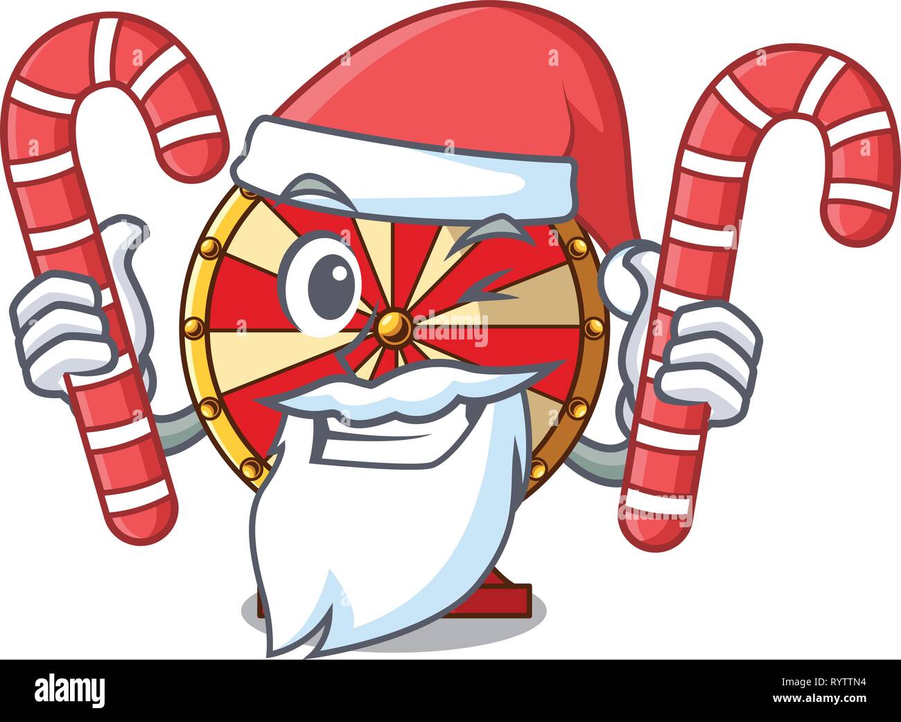 Santa with candy spinning wheel attached the cartoon wall Stock Vector ...