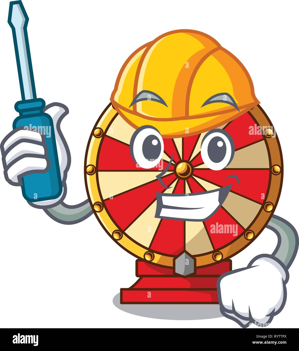 Automotive spinning wheel attached the cartoon wall Stock Vector Image ...