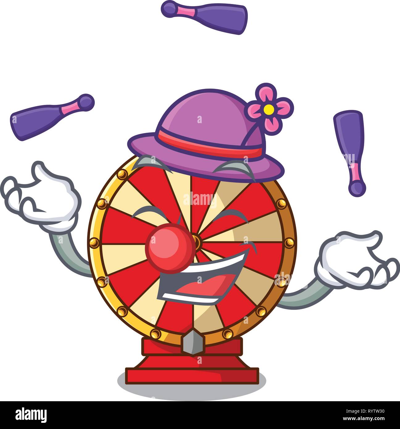 Juggling spinning wheel attached the cartoon wall Stock Vector Image ...