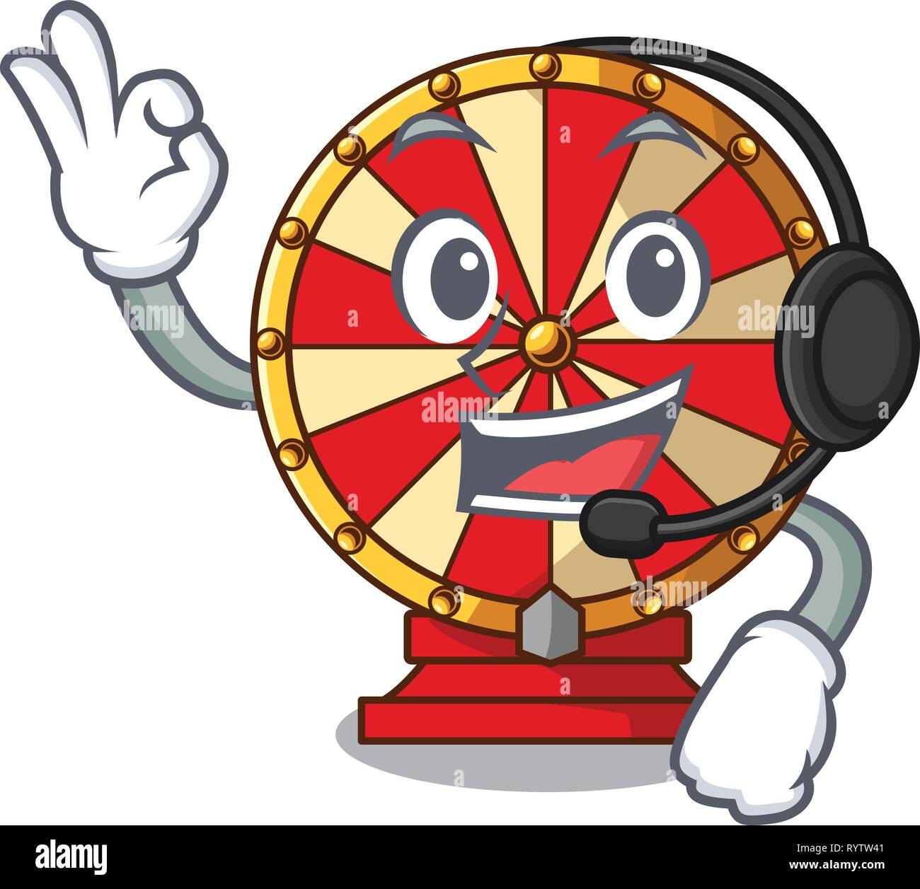 With headphone spinning wheel attached the cartoon wall Stock Vector ...