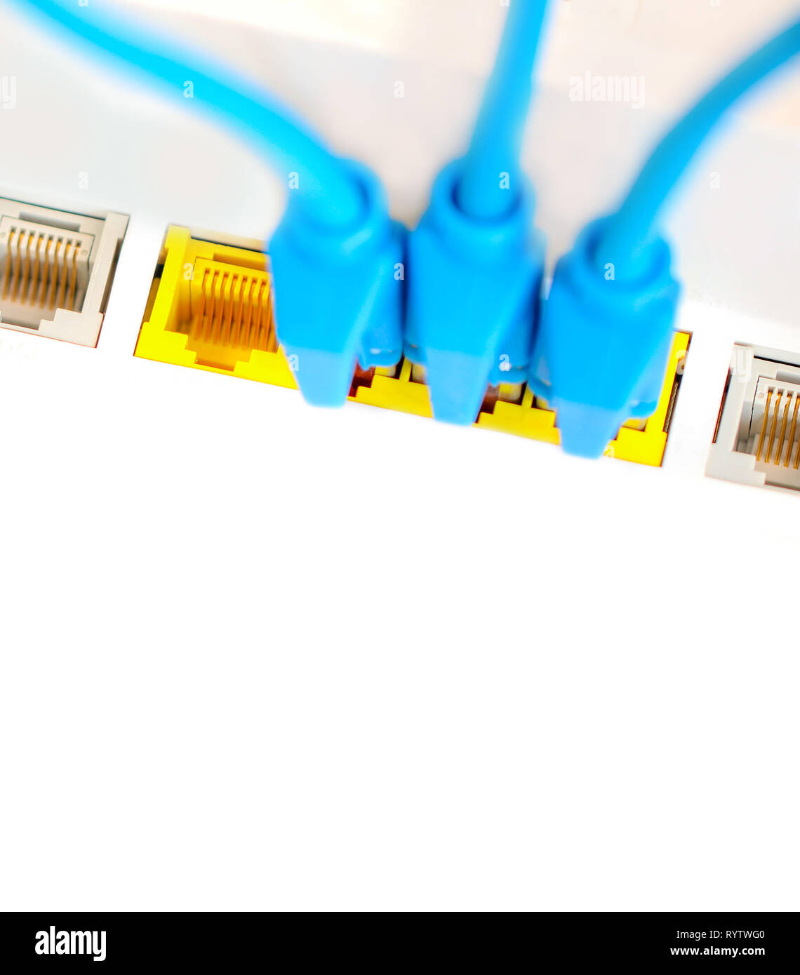 fast internet connection blue network cable background Stock Photo - Alamy