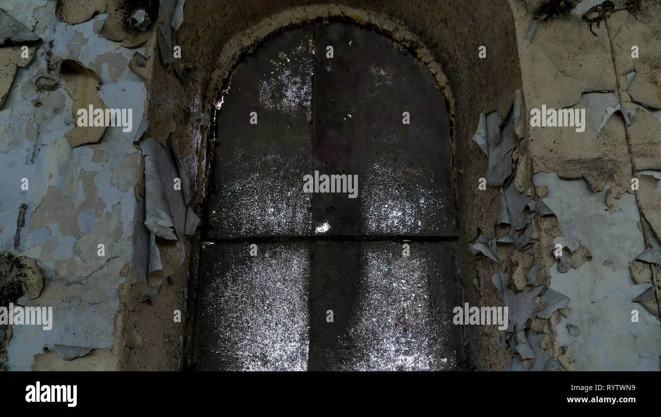 One of the big window in the building of the textile factory in ...