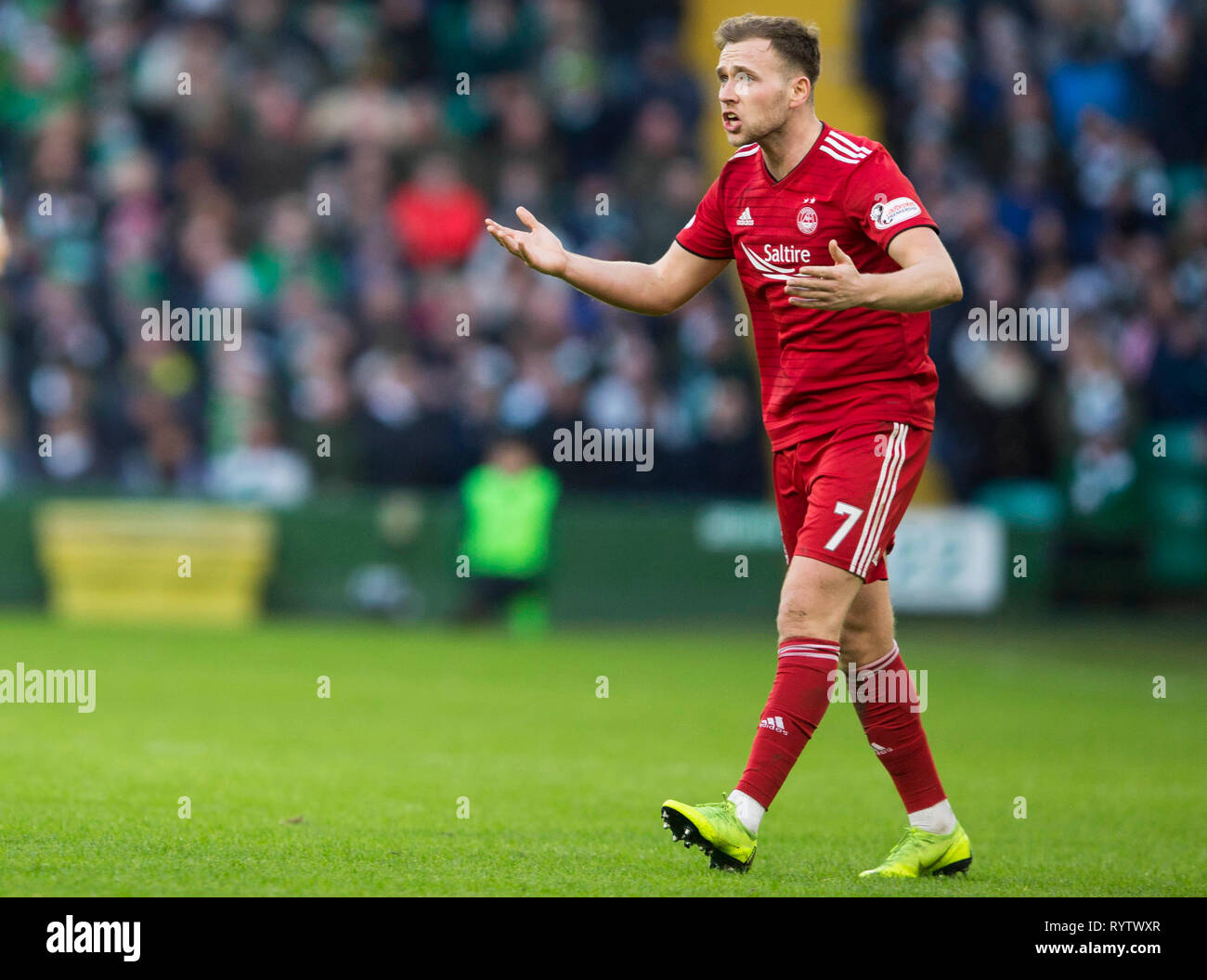 Aberdeen's Greg Stewart reacts to an incident during the Ladbrokes ...