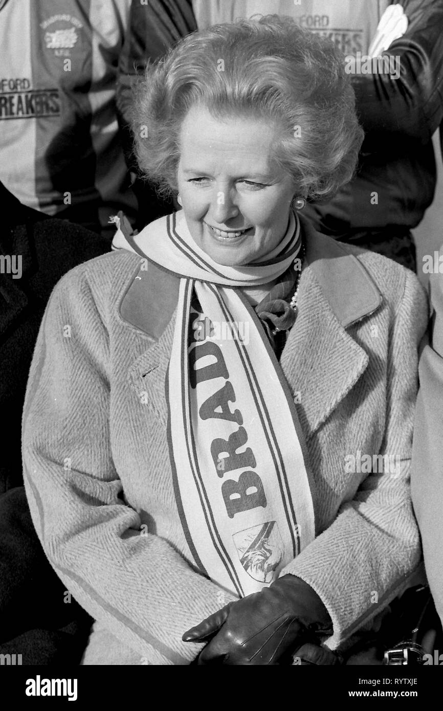 Mrs Thatcher on Leeds and Bradford 1987 Stock Photo - Alamy