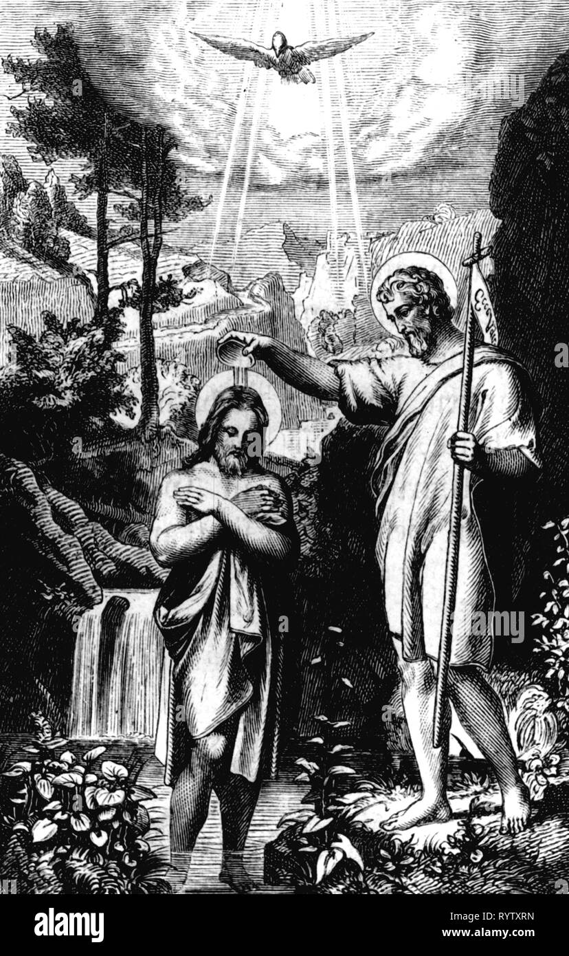 religion, Christianity, Jesus Christ, scenes of his life, baptism by ...