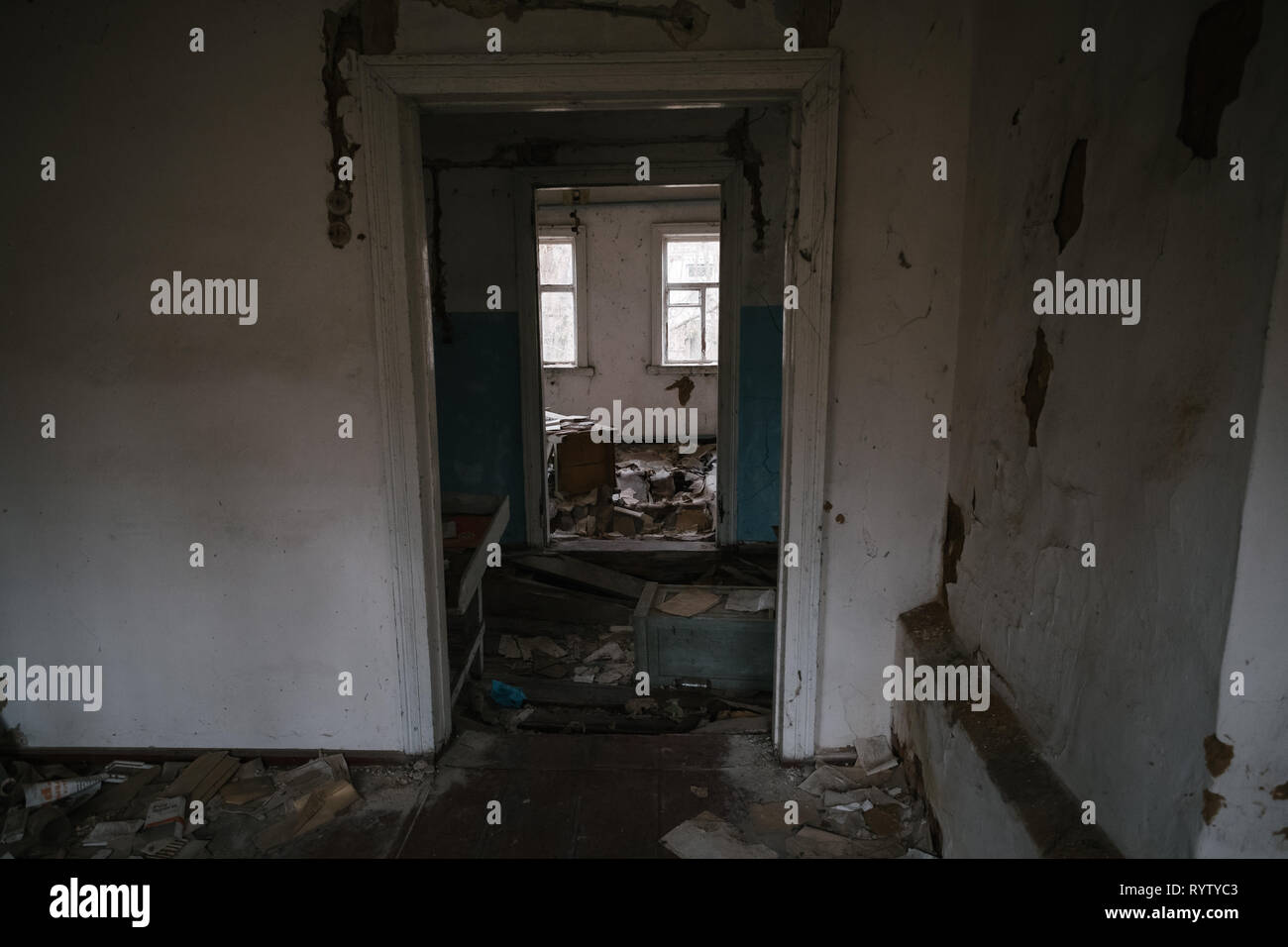 Abandoned village in the Chernobyl nuclear power plant exclusion zone ...