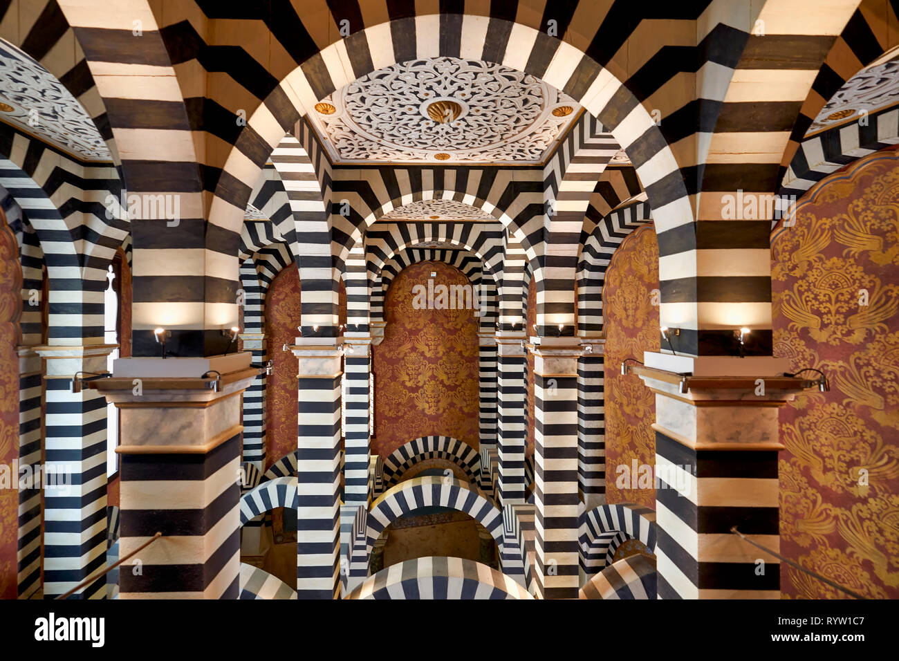 Bologna, Italy. Rocchetta Mattei is a fortress located on a hill 407 ...