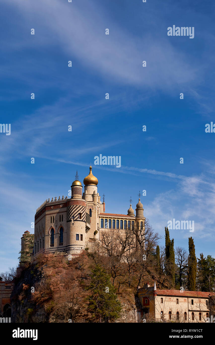 Bologna, Italy. Rocchetta Mattei is a fortress located on a hill 407 ...