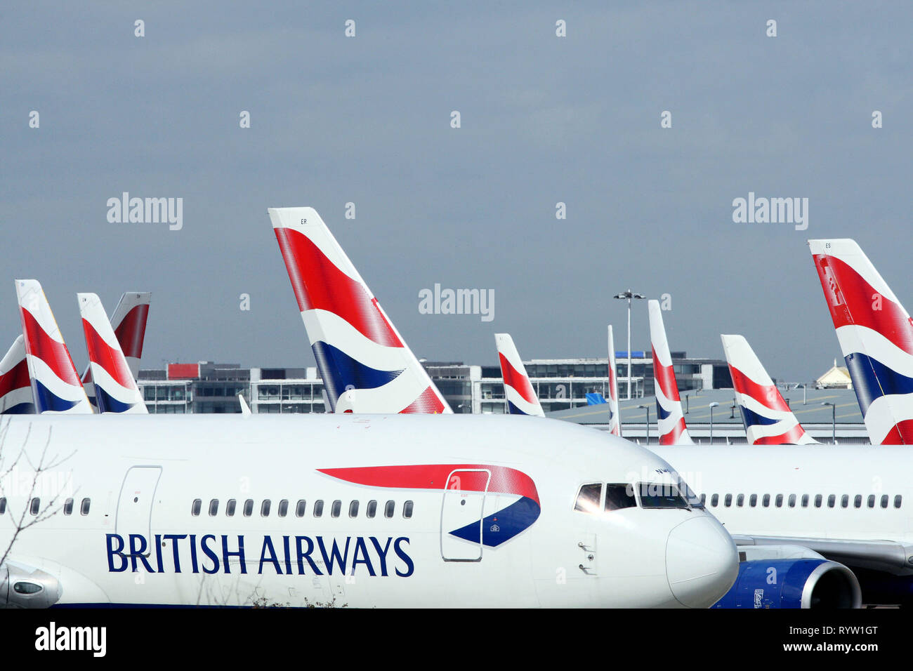 BA planes build up at London Heathrow Airport British Airways cabin ...