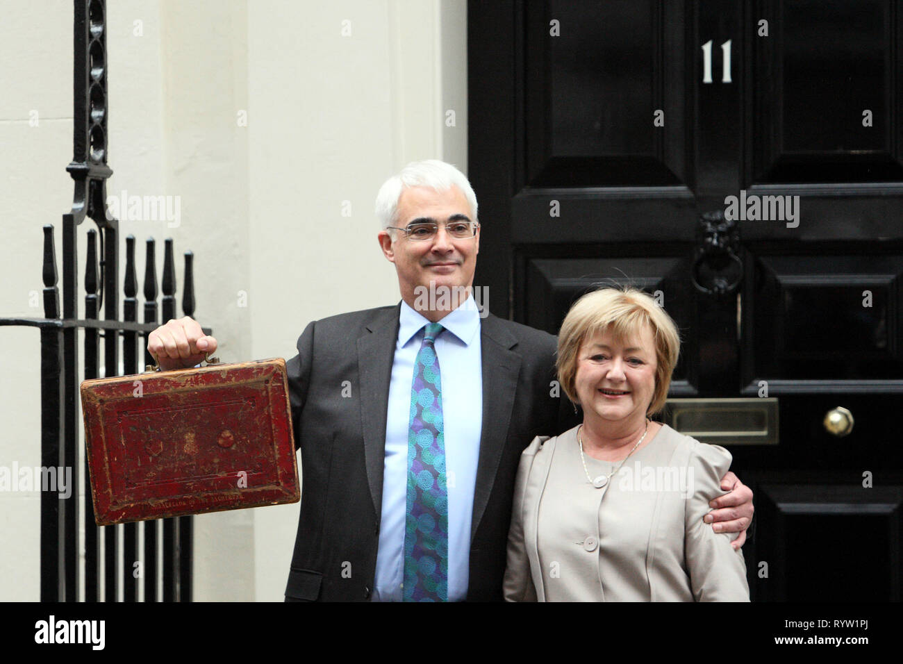 Chancellor Alistair Darling with wife Maggie delivers the 2010. Downing ...