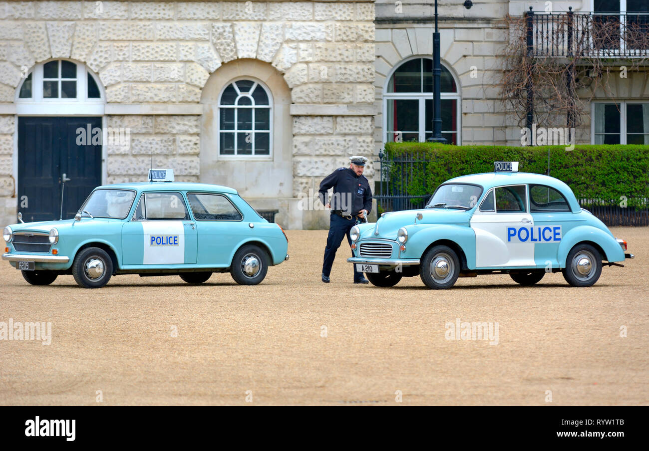 London, UK. 8th March 2019. Police Austin 1100 MKII (1973)and Morris ...