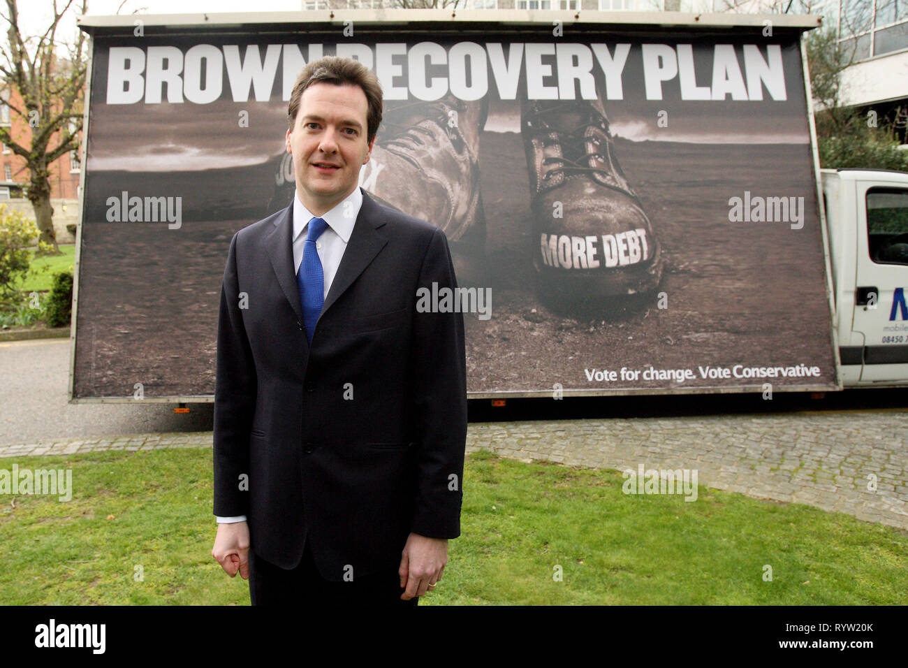 George Osborne MP speaking to the press. Unveils a new Conservative ...