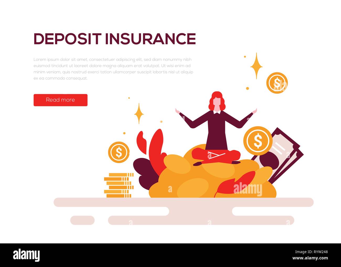 Deposit insurance - colorful flat design style web banner Stock Vector ...