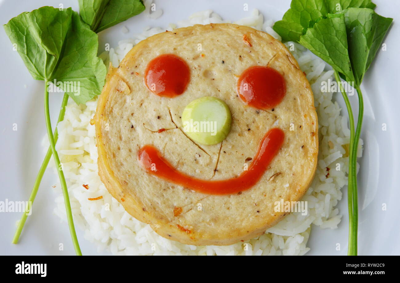 deep fried Vietnamese pork sausage dressing ketchup on rice Stock Photo ...