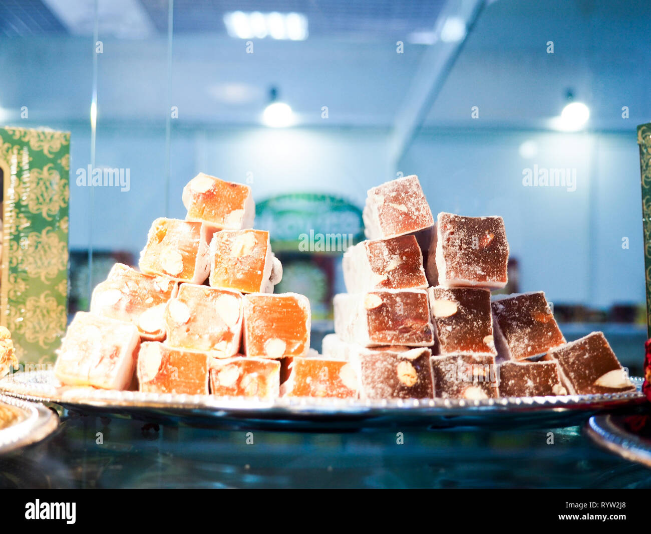 Traditional Turkish Delight, Assorted Turkish Delight bars Sugar coated ...
