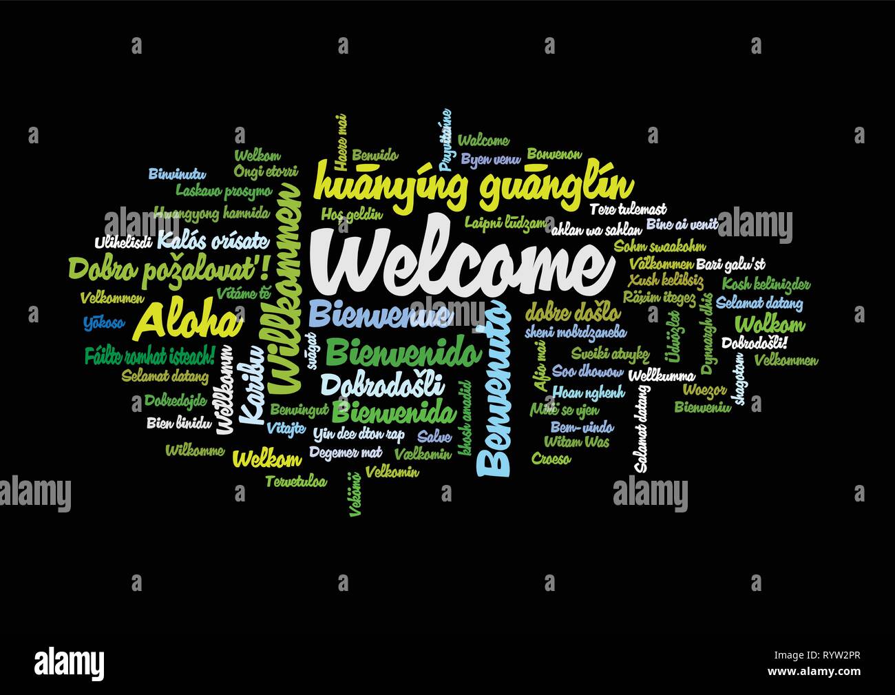 Word Tag Cloud, shows equivalents of 'Welcome', how to say it in many ...