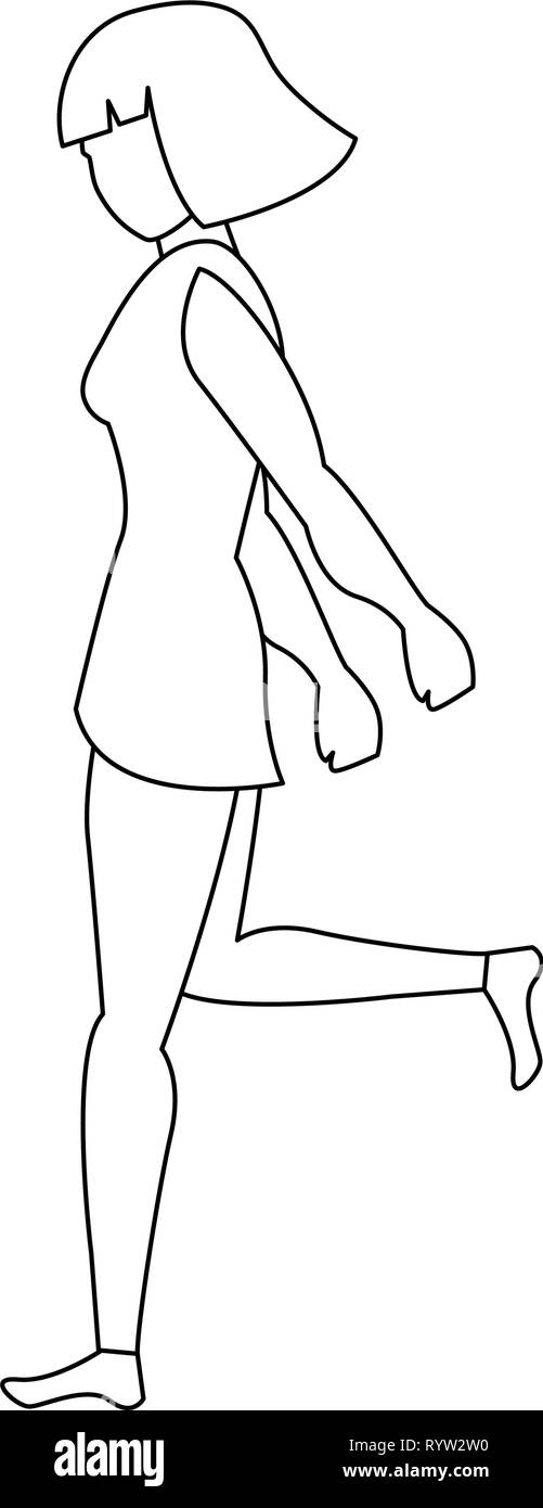 woman character outline on white background vector illustration Stock ...