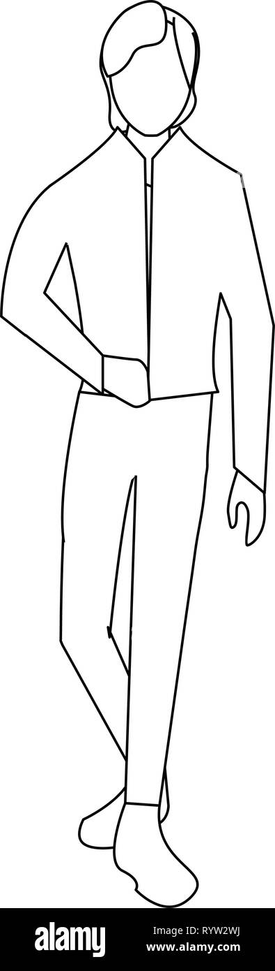 man standing linear design on white background vector illustration ...