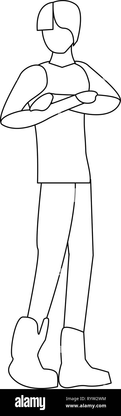 man standing linear design on white background vector illustration ...