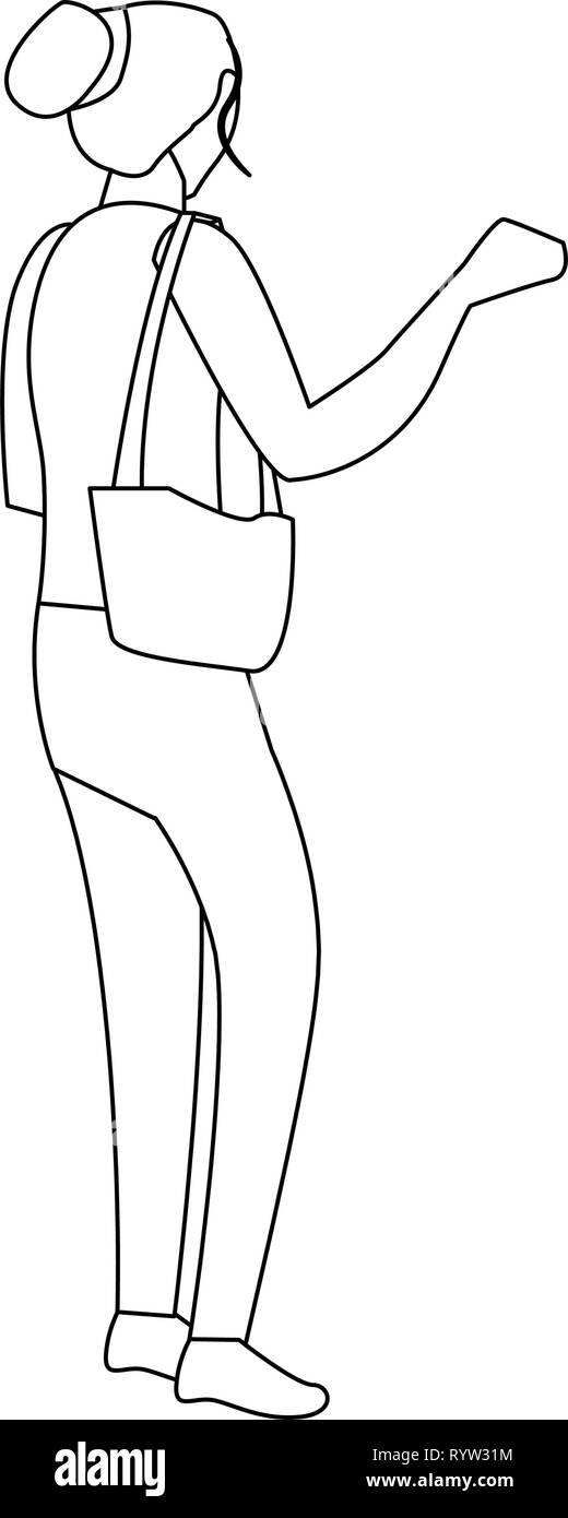 woman character outline on white background vector illustration Stock ...