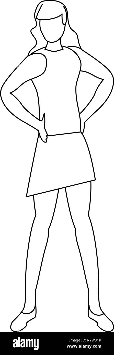 woman character outline on white background vector illustration Stock ...