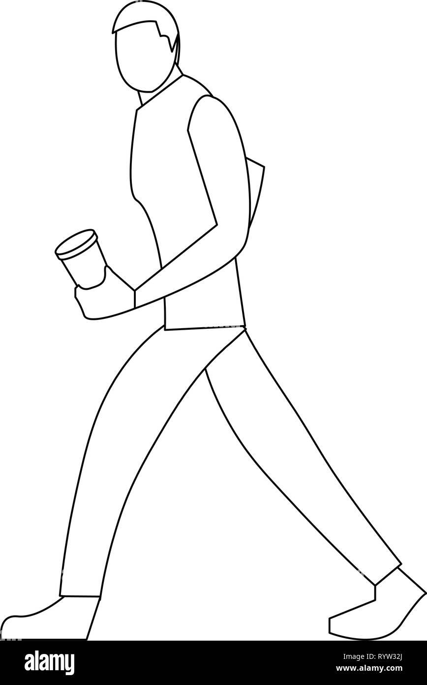 man standing linear design on white background vector illustration ...