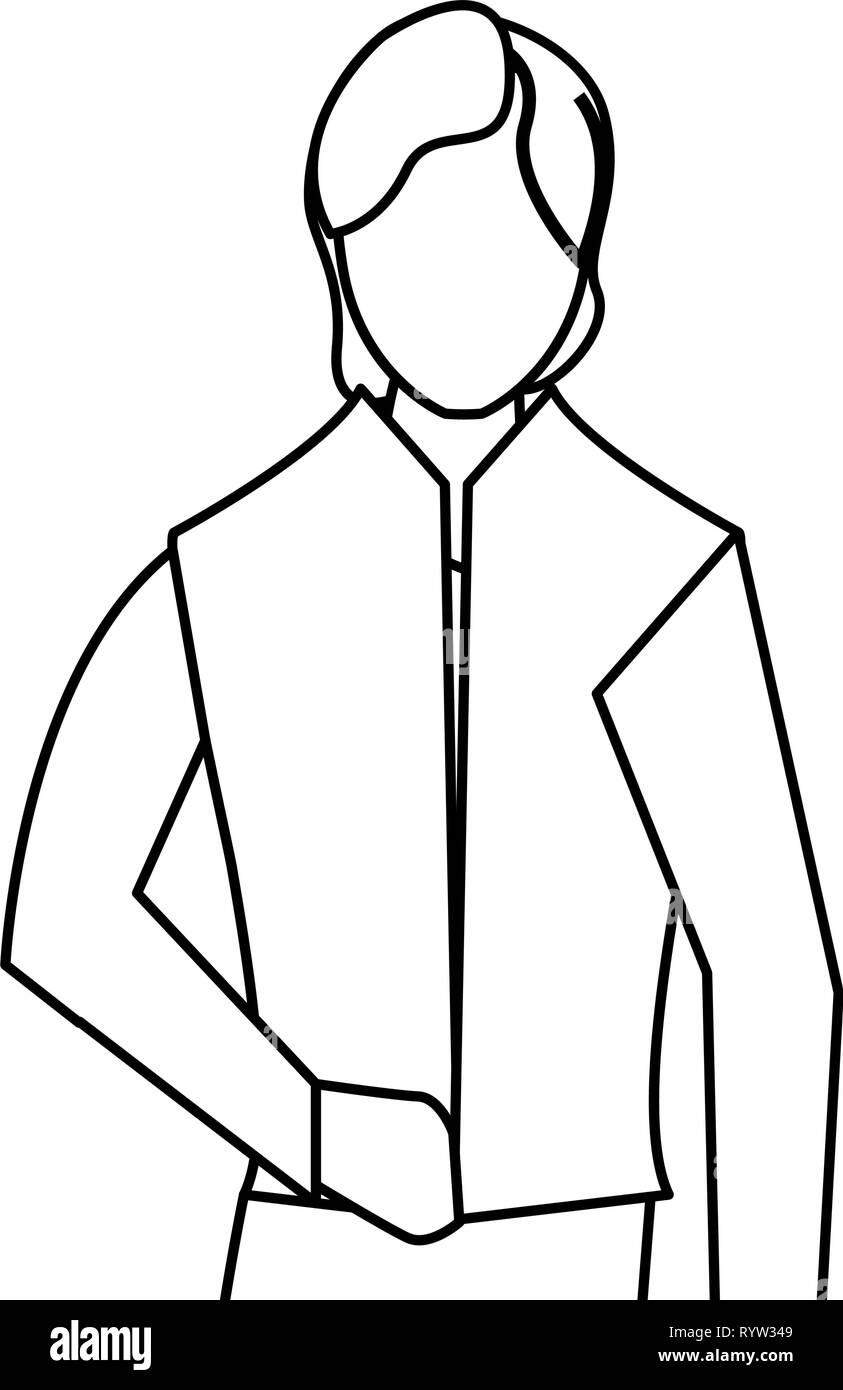 man portrait line on white background vector illustration Stock Vector ...