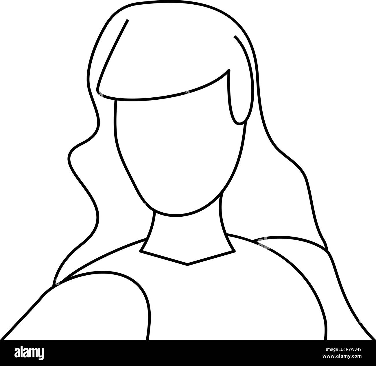 woman avatar line on white background vector illustration Stock Vector ...