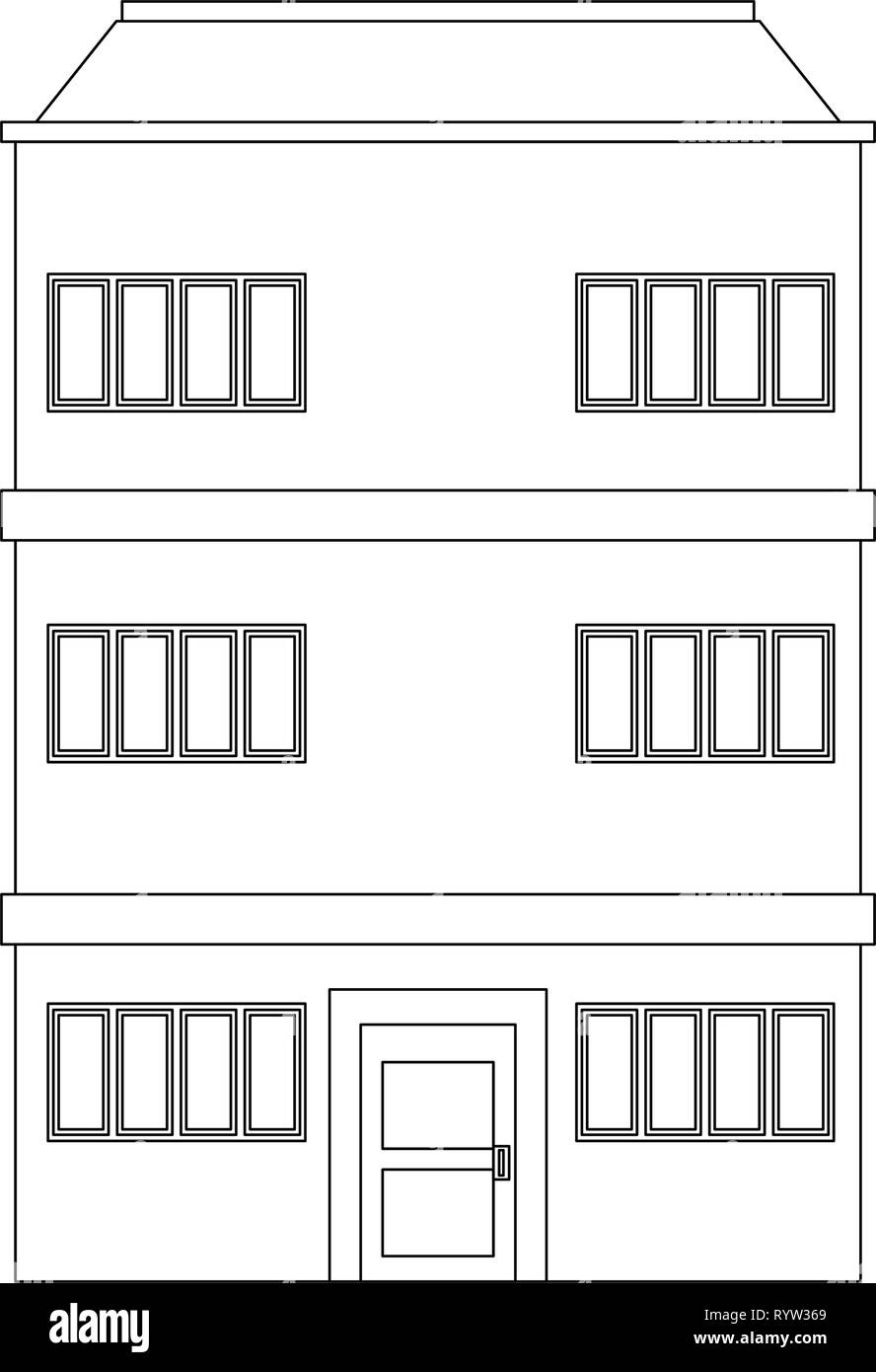 outline building house on white background vector illustration Stock ...