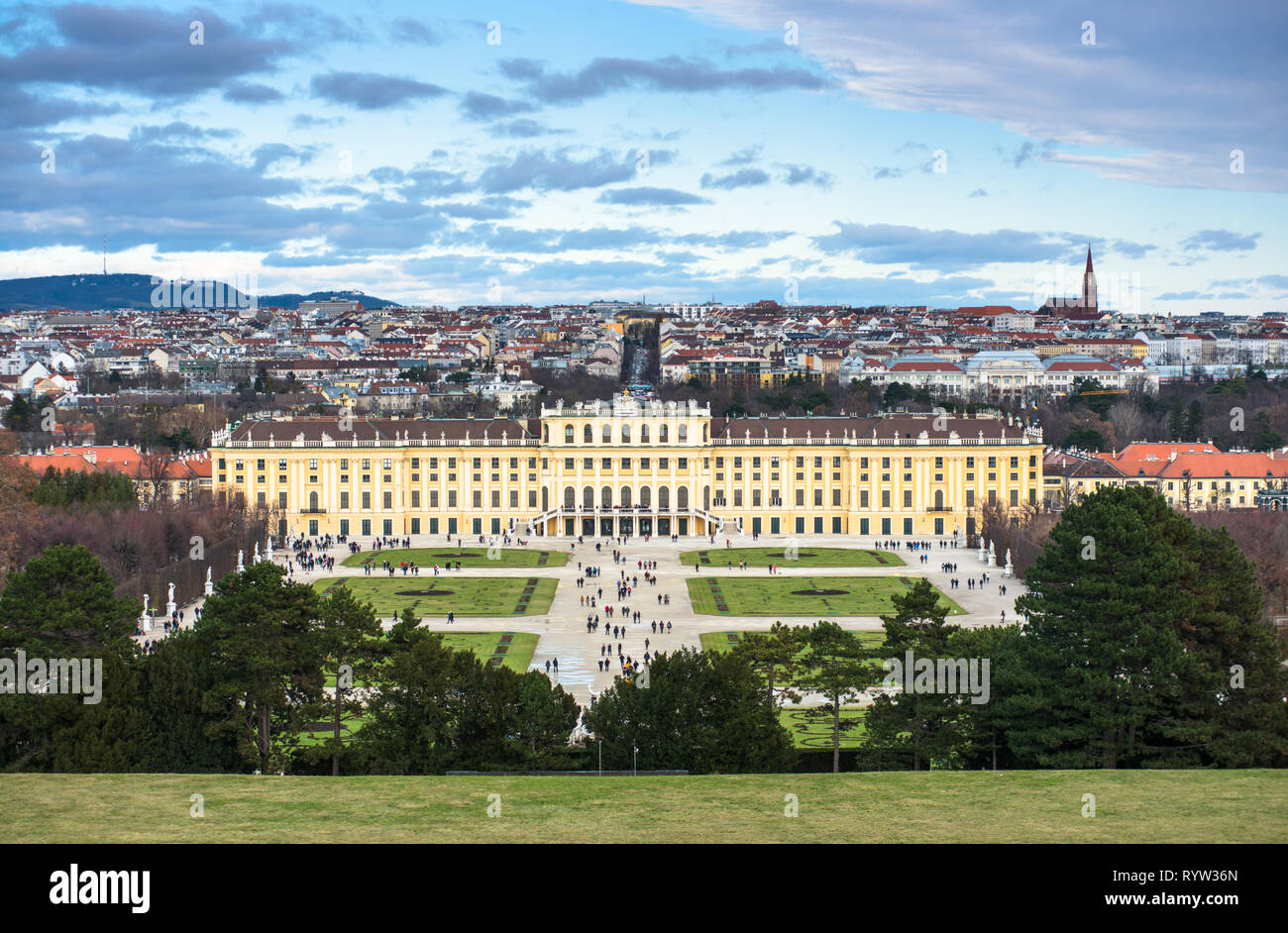 Vienna city skyline views from Schönbrunn Palace garden. Austria Stock ...