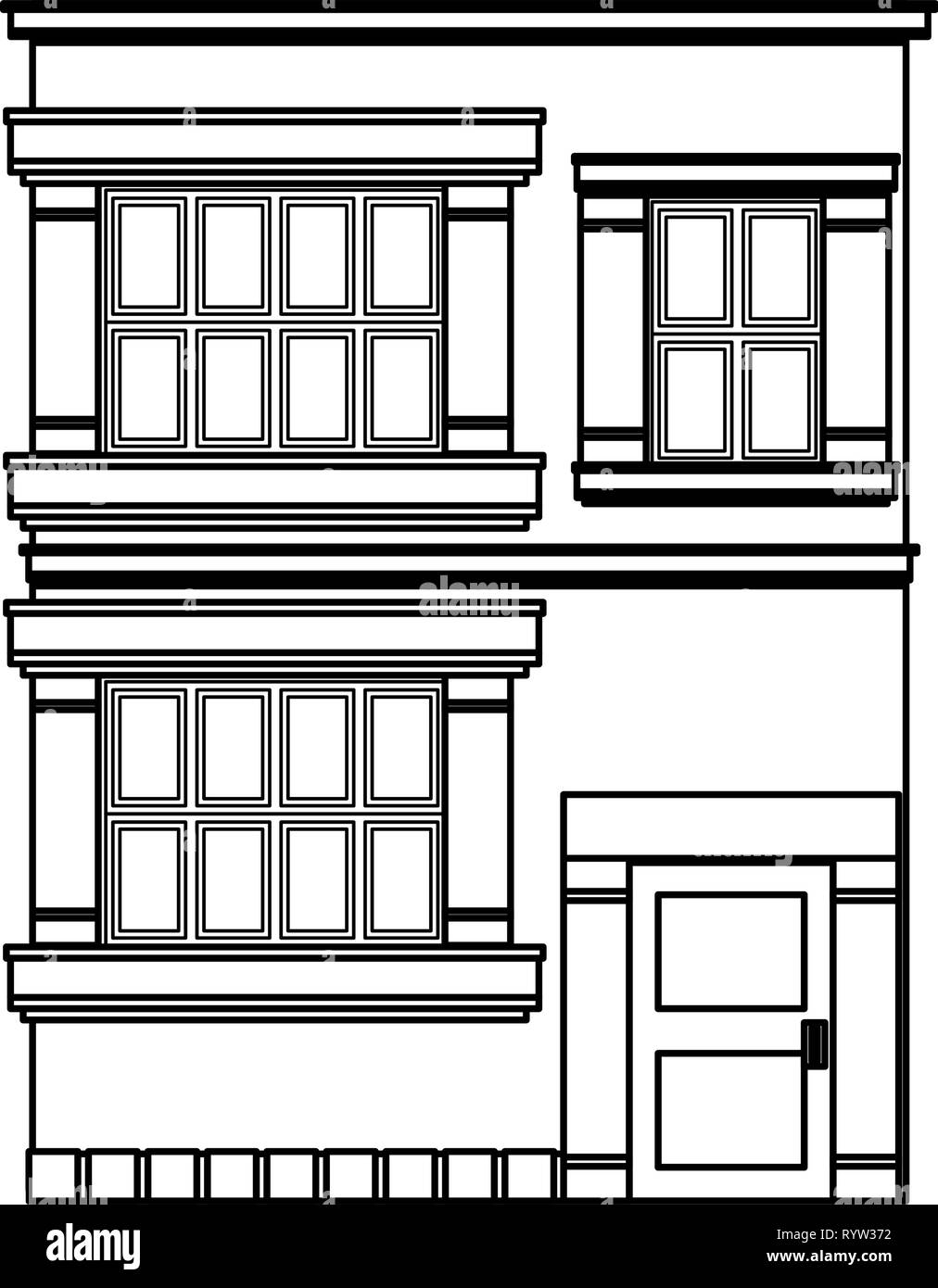 outline building house on white background vector illustration Stock ...