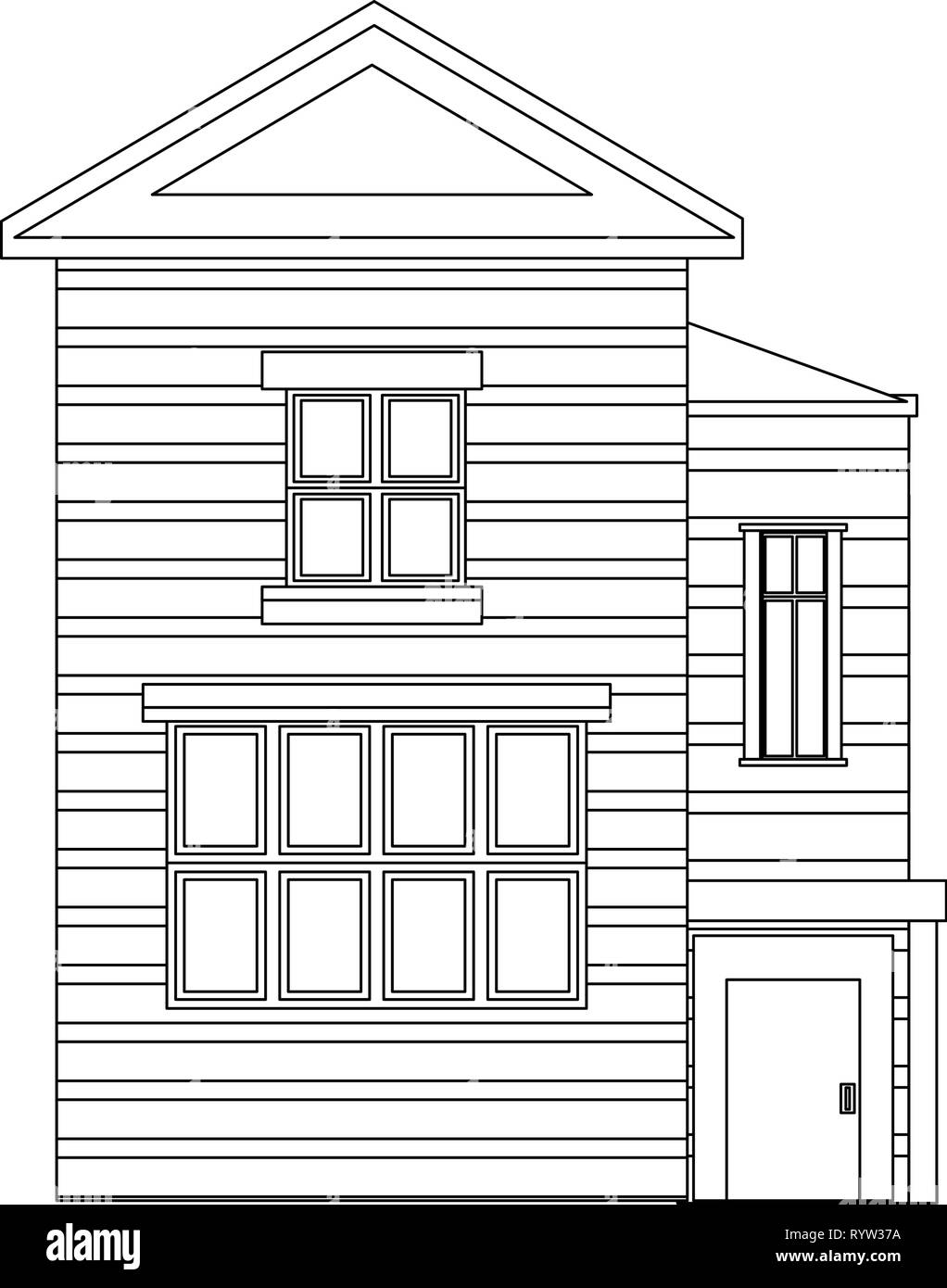 outline building house on white background vector illustration Stock ...