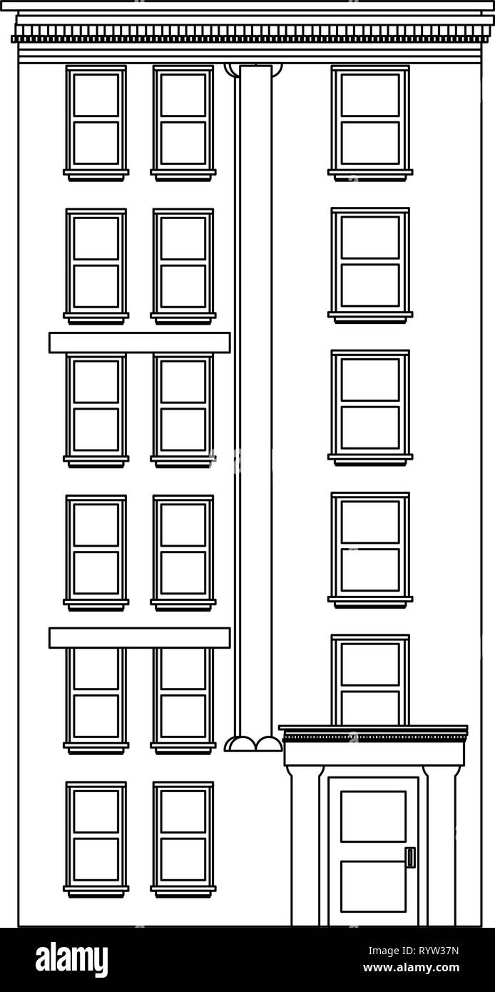 outline building house on white background vector illustration Stock ...