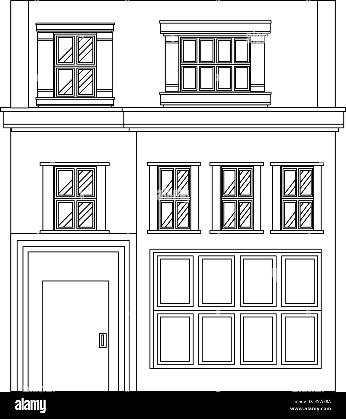 outline building house on white background vector illustration Stock ...