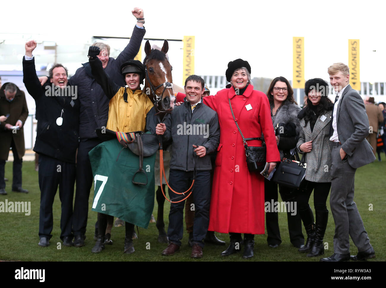 Trainer Ben Case, horse Croco Bay with jockey Kielan Woods after ...